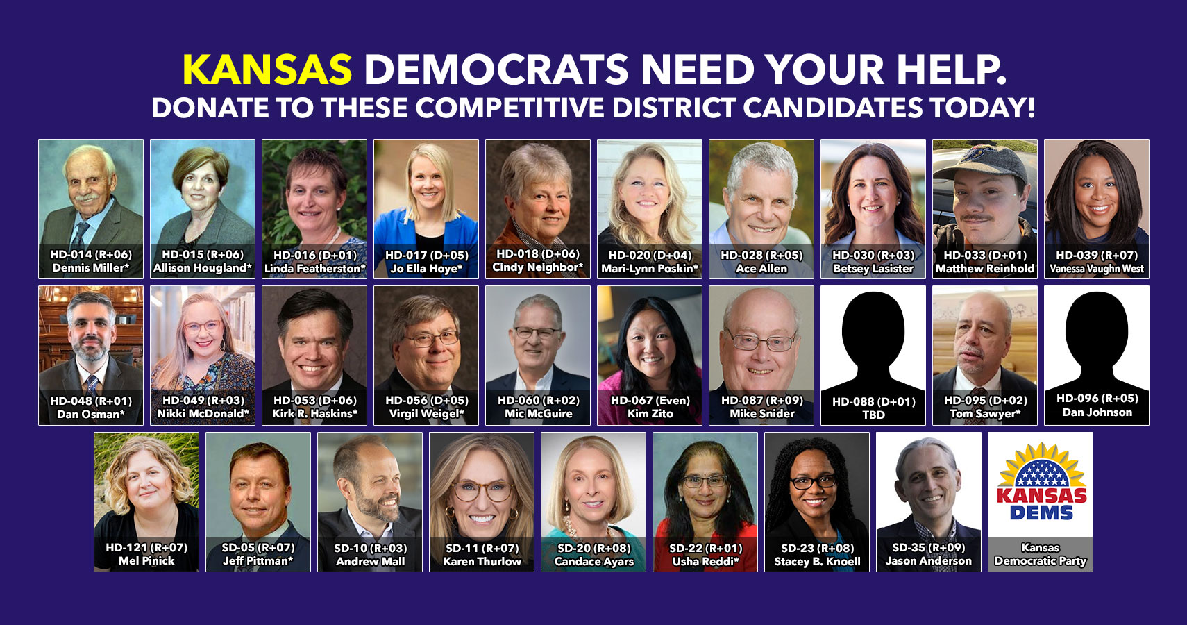Kansas: Filing deadline passed; candidates now listed! | Blue26.org